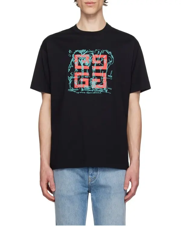 Givenchy 4g Logo Printed Crewneck T-shirt - Black
