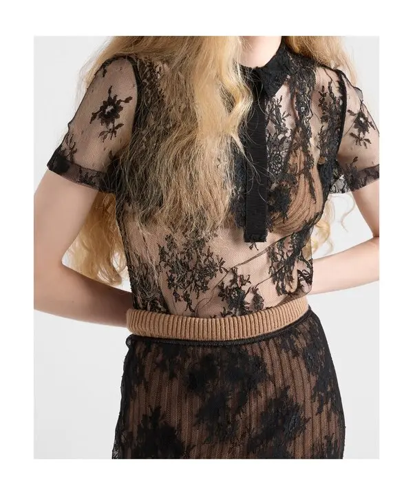 Prada Lace Short Sleeve Shirt