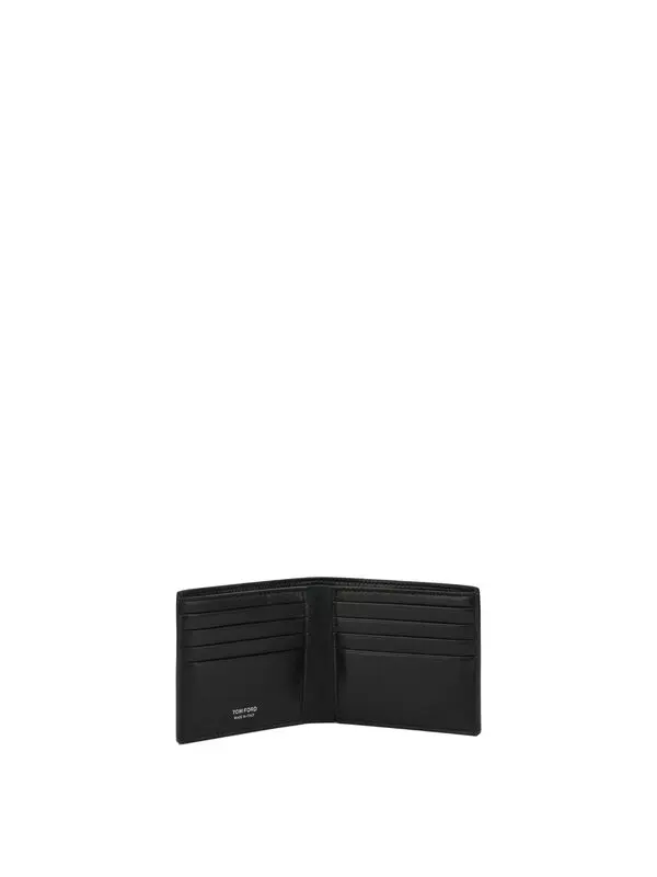 TOM FORD T Line Embossed Bifold Wallet - Black