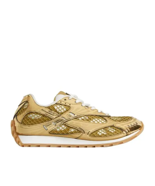 Bottega Veneta Orbit Lace-up Sneakers - Gold/white