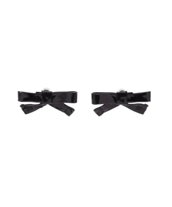 Balenciaga Bow Detail Earrings With Engraved Bb Logo