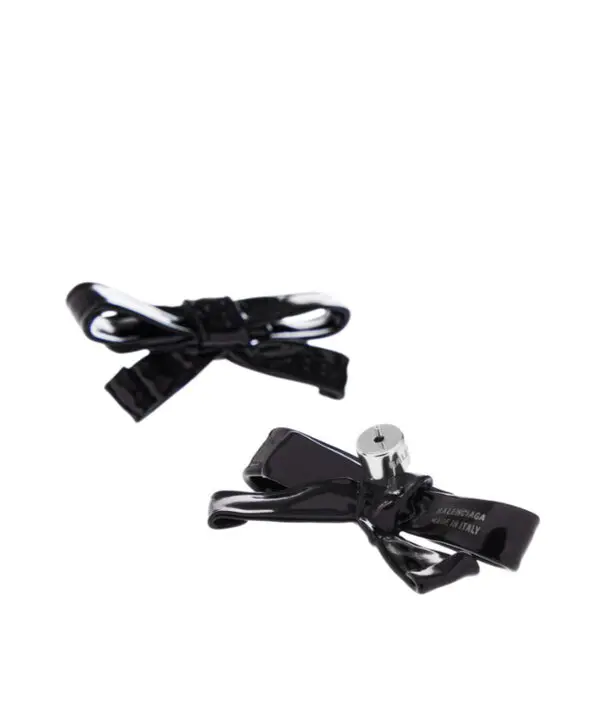 Balenciaga Bow Detail Earrings With Engraved Bb Logo