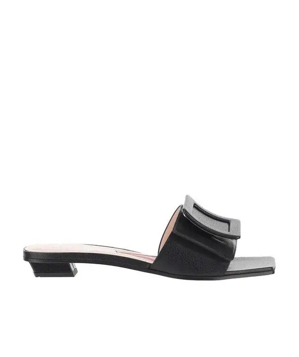 ROGER VIVIER Square Toe Sandals With Rectangular Buckle Detail
