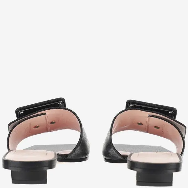 ROGER VIVIER Square Toe Sandals With Rectangular Buckle Detail