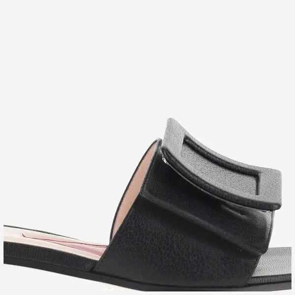 ROGER VIVIER Square Toe Sandals With Rectangular Buckle Detail