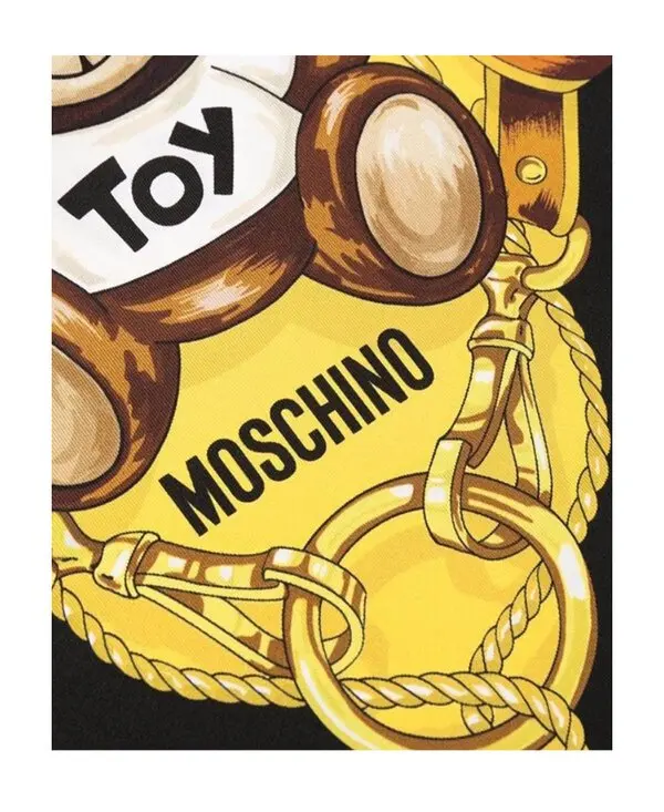 Moschino Logo Print Pattern Silk Scarf