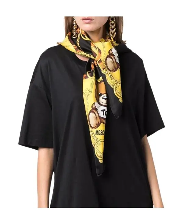Moschino Logo Print Pattern Silk Scarf