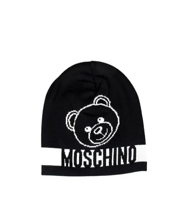 Moschino Detail Knit Beanie - Black