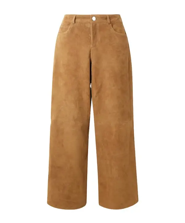 Nour Hammour Milo Patchwork Wide-leg Suede Trousers - Camel