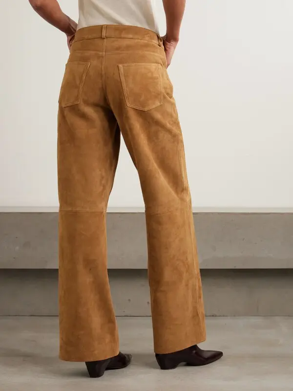 Nour Hammour Milo Patchwork Wide-leg Suede Trousers - Camel