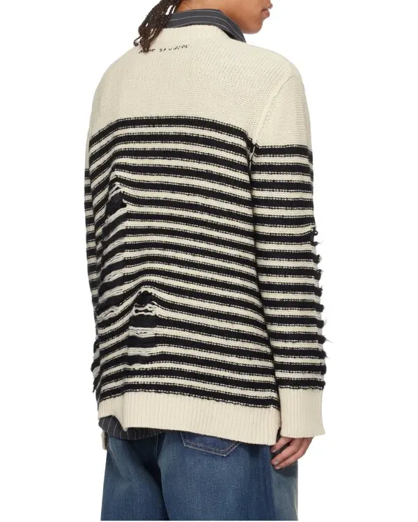 Acne Studios Striped Distressed Knit Sweater