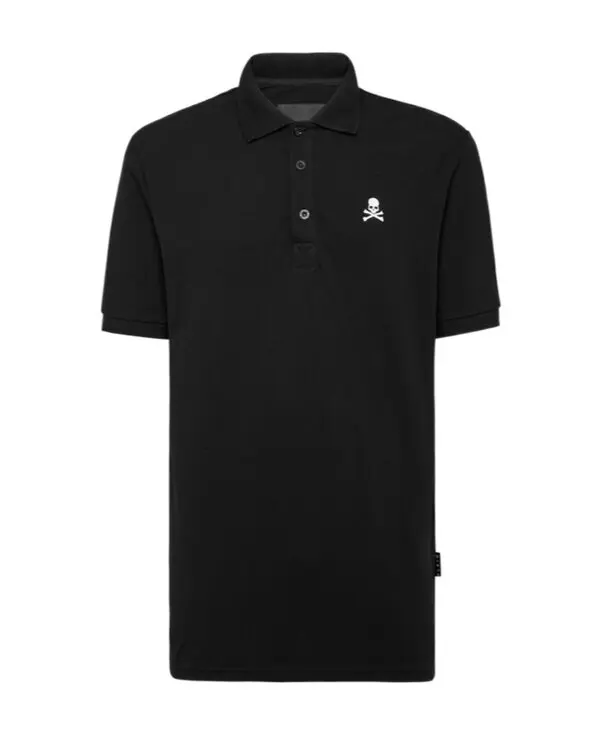 Philipp Plein Gothic Plein Short-sleeve Cotton Polo Shirt - Black