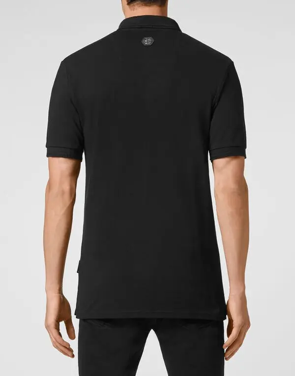 Philipp Plein Gothic Plein Short-sleeve Cotton Polo Shirt - Black