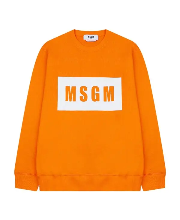 MSGM Logo Print Crewneck Sweater - Orange