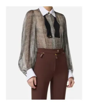 Elisabetta Franchi Sheer Bodysuit With Logo Buttons