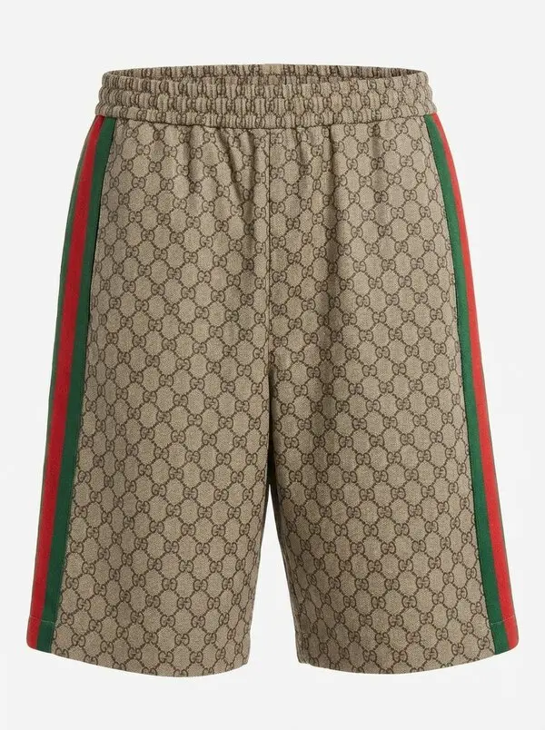 Gucci Monogrammed Elasticated-waist Shorts - Beige/ebony