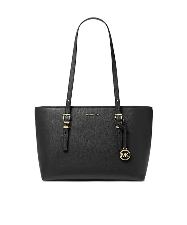 Michael Kors Quinn Medium Pebbled Leather Tote Bag - Black