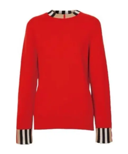 Burberry Striped Crew Neck Sweater - Brightred