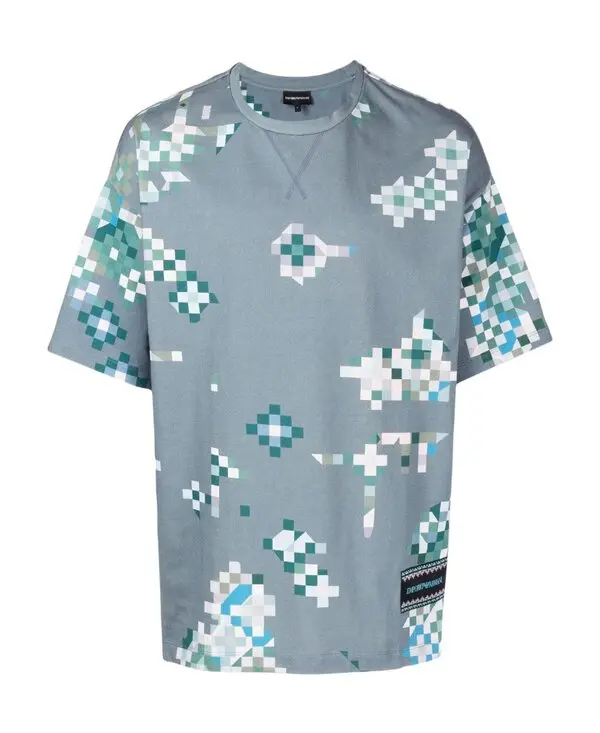Emporio Armani Geometric-print Cotton T-shirt