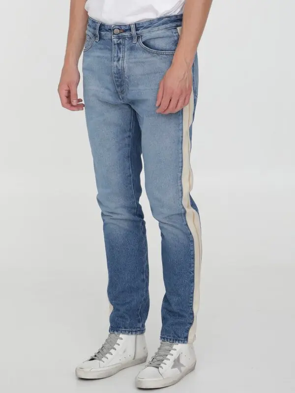 Palm Angels Logo Patch Straight Leg Jeans