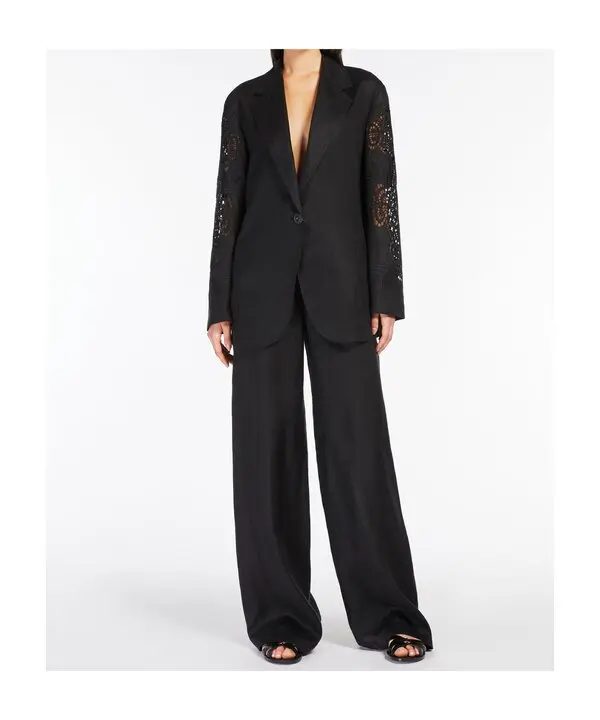Max Mara Angizia Embroidered Oversized Jacket - Black