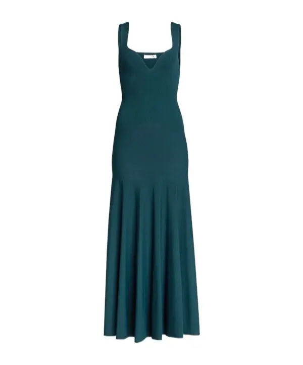 Alaïa Fitted Flare Rib Knit Dress