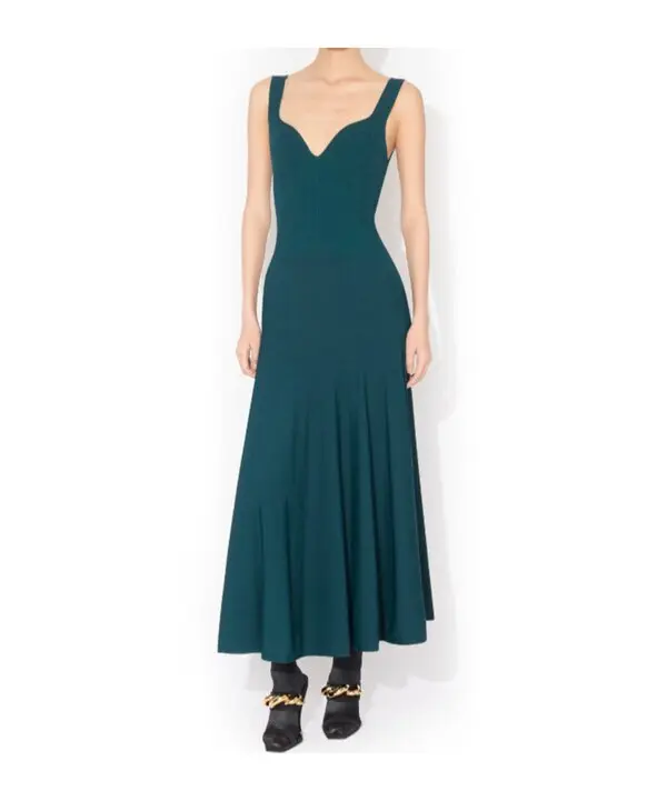 Alaïa Fitted Flare Rib Knit Dress