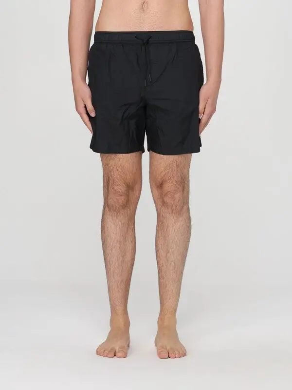 DONDUP Drawstring Waist Swim Shorts With Graphic Detail - Black