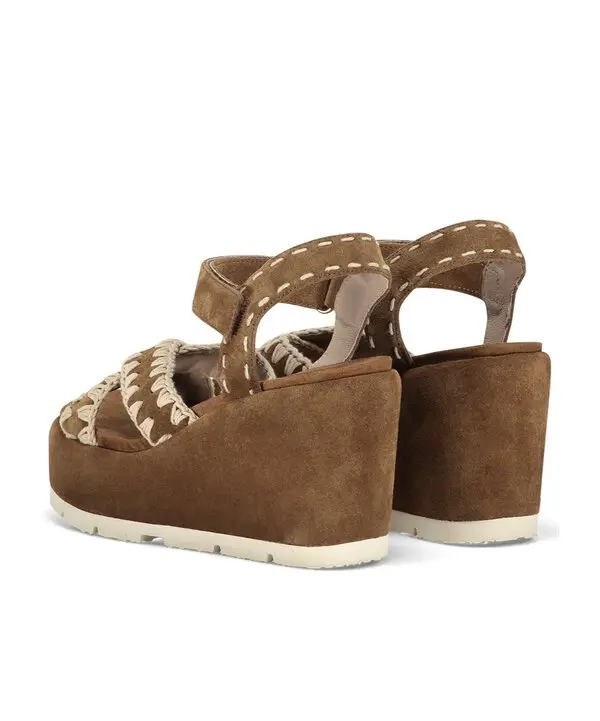 Mou Criss-cross Stitched Wedge Sandals