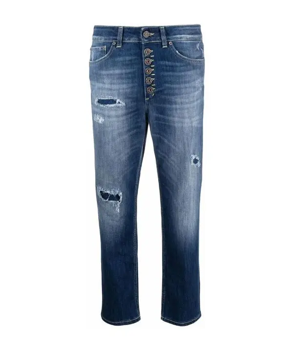DONDUP Cropped Distressed Jeans - Blue