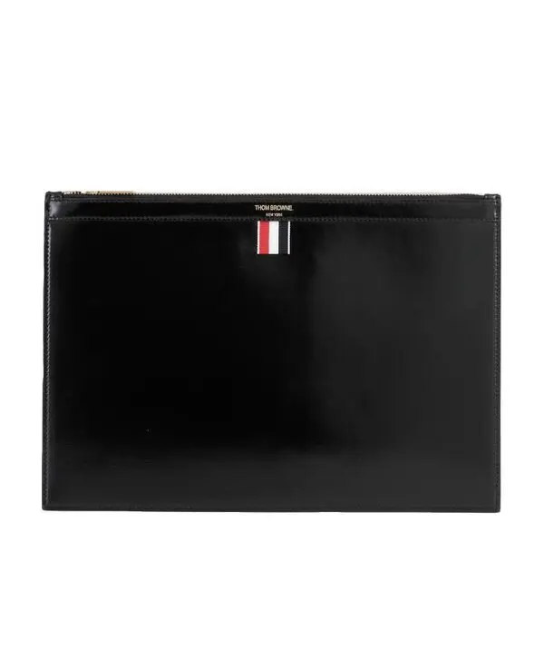Thom Browne Zippered Clutch With Stripe Detail