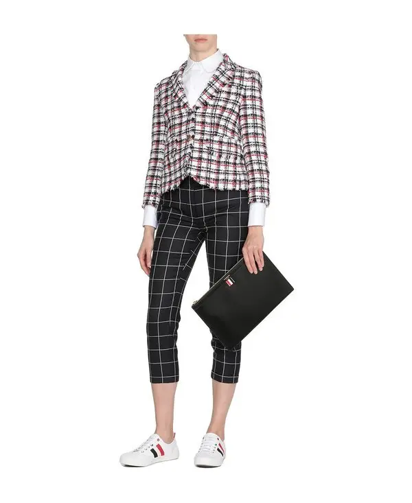 Thom Browne Zippered Clutch With Stripe Detail