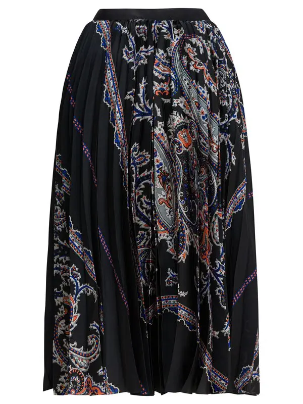 Sacai Paisley Printed Pleated Midi Skirt - No
