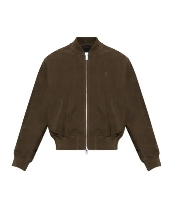 Ami Logo Embroidered Zipped Jacket - Green