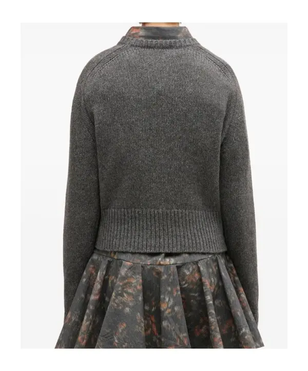 GANNI V-neck Jumper With Ribbed Details - No