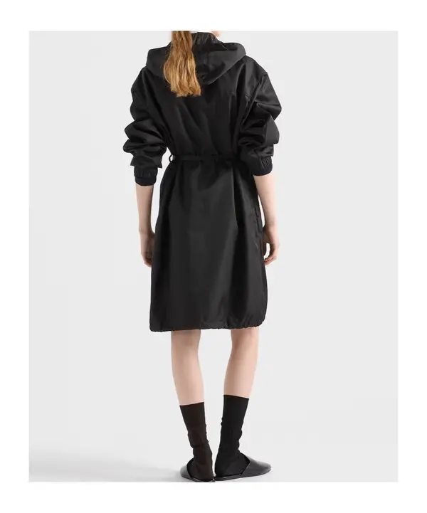 Prada Zip-up Belted Coat With Hood
