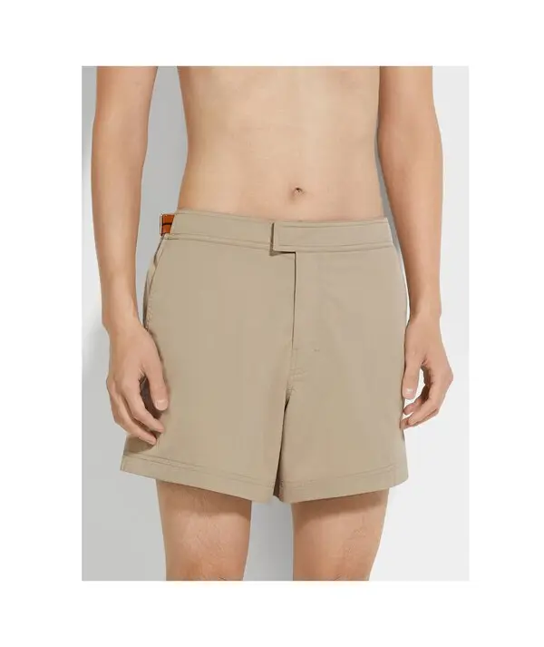Zegna 232 Road Brand Mark Swim Trunks - Light Brown