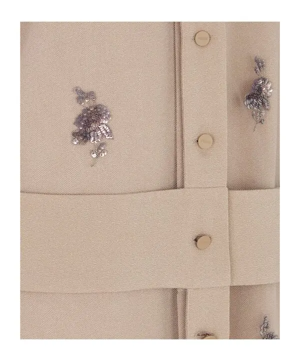 Fendi Floral Embellished Sheer Sleeved Mini Dress