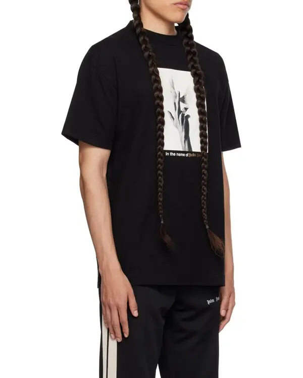 Palm Angels Wings Graphic-print Cotton T-shirt - Black