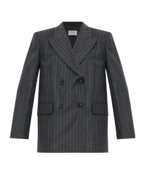 Sportmax Belford Pinstripe Double Breasted Blazer - Grey
