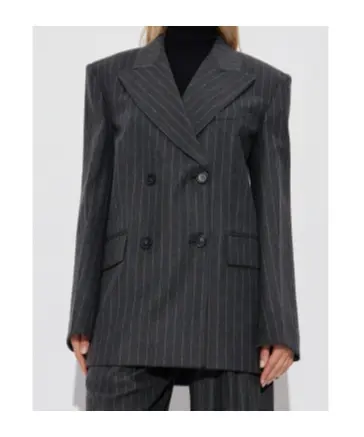 Sportmax Belford Pinstripe Double Breasted Blazer - Grey