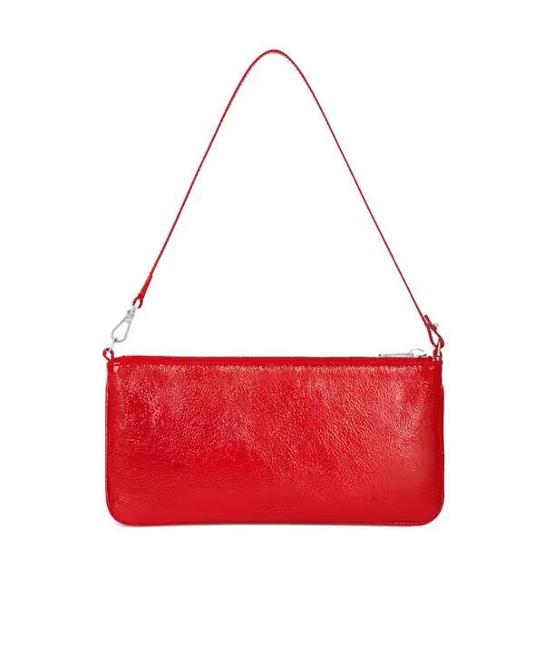 COURREGES Courrèges Logo-plaque Zipped Naplack Pouch Bag - Bright Red