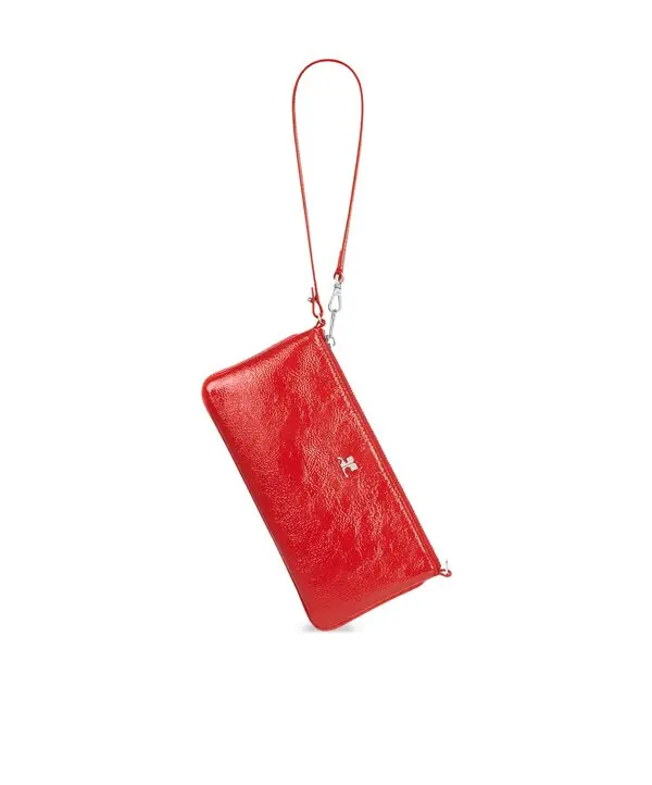 COURREGES Courrèges Logo-plaque Zipped Naplack Pouch Bag - Bright Red