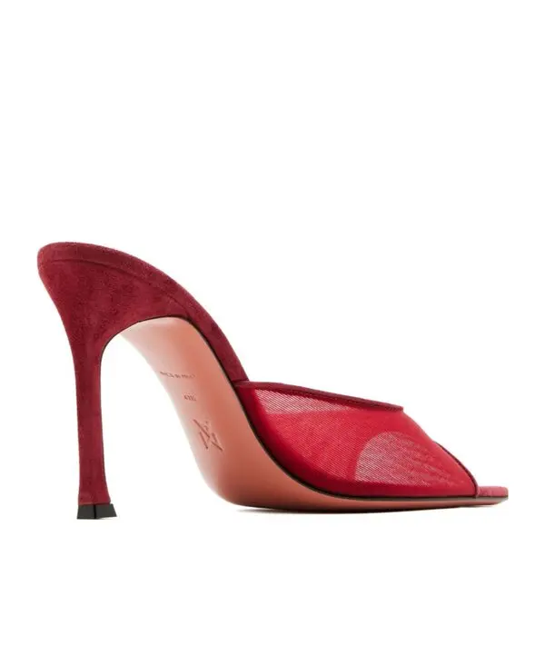 Amina Muaddi Alexa Mesh Mules - Red