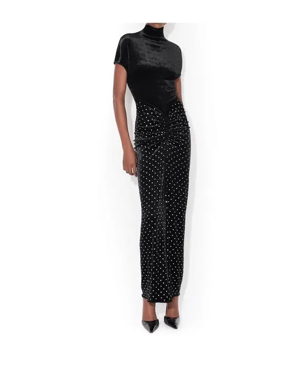 Alaïa Draped Strass Velvet Jersey Gown