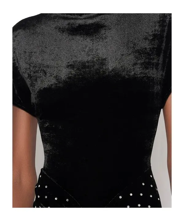 Alaïa Draped Strass Velvet Jersey Gown