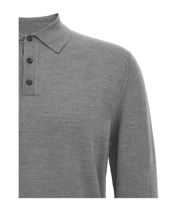 ZANONE Flexwool Long-sleeve Polo Shirt - Grey