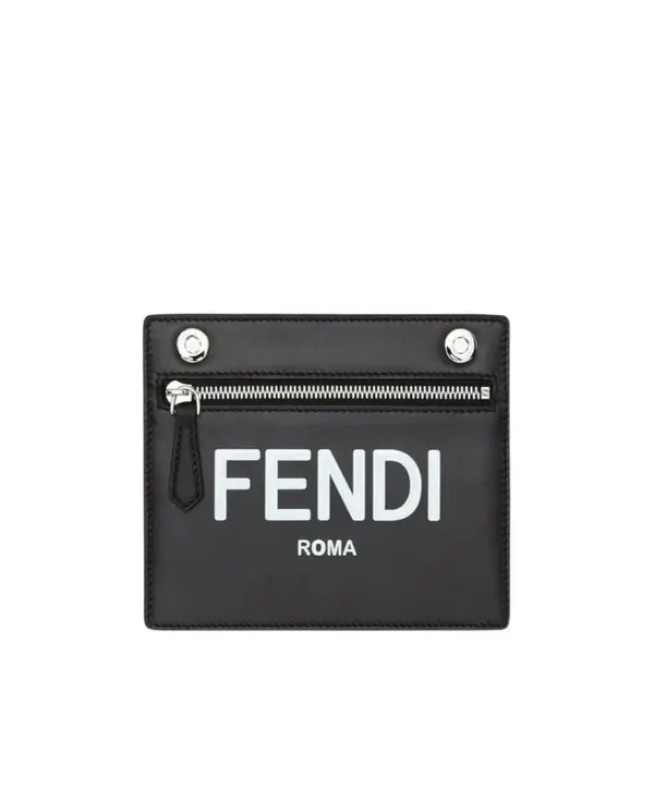 Fendi Peekaboo Clutch Bag With Roma Print - Black