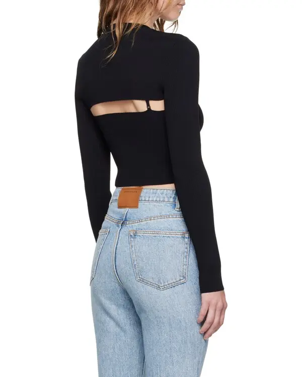 Alexander Wang Cropped Knit Top With Rainbow Button Detail