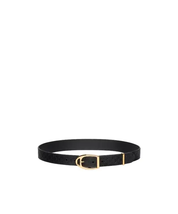 Gucci Leather Belt With Stirrup Buckle - Black